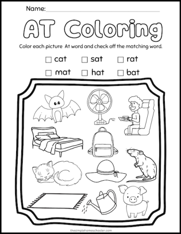 AT Words For Kindergarten: Word List + Worksheets! - The Simple ...