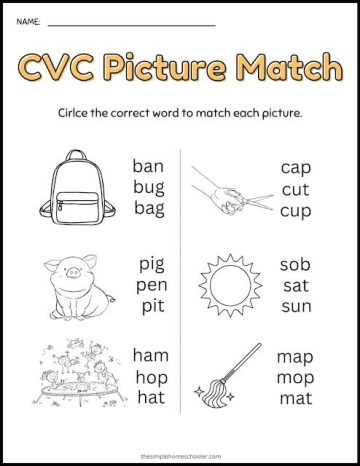 25 Free CVC Word Worksheets For Kindergarten: Easy Print - The Simple ...