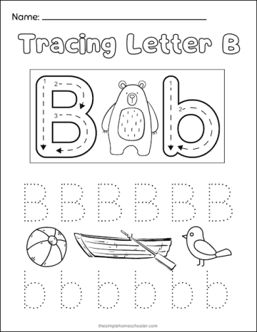 Free Letter B Tracing Worksheets: Easy Print! - The Simple Homeschooler