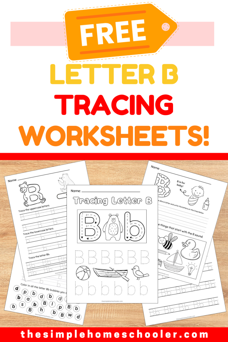 Free Letter B Tracing Worksheets: Easy Print! - The Simple Homeschooler