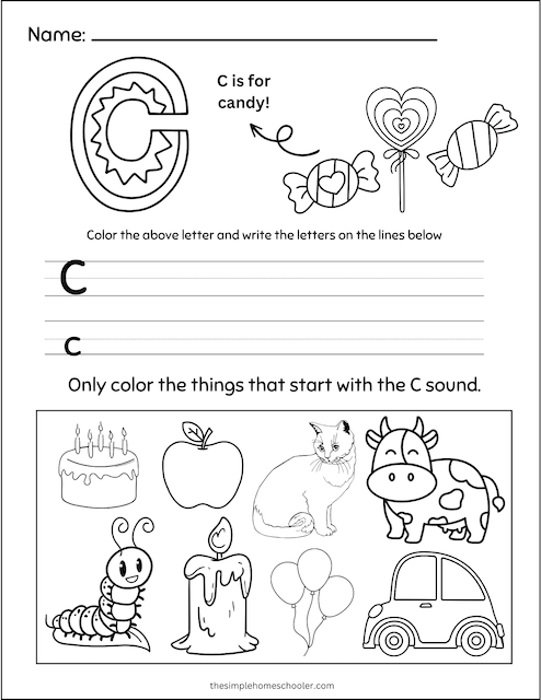 10 Tracing Letter C Worksheets: Easy Print & Free! - The Simple ...