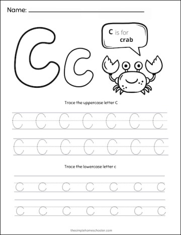 10 Tracing Letter C Worksheets: Easy Print & Free! - The Simple ...