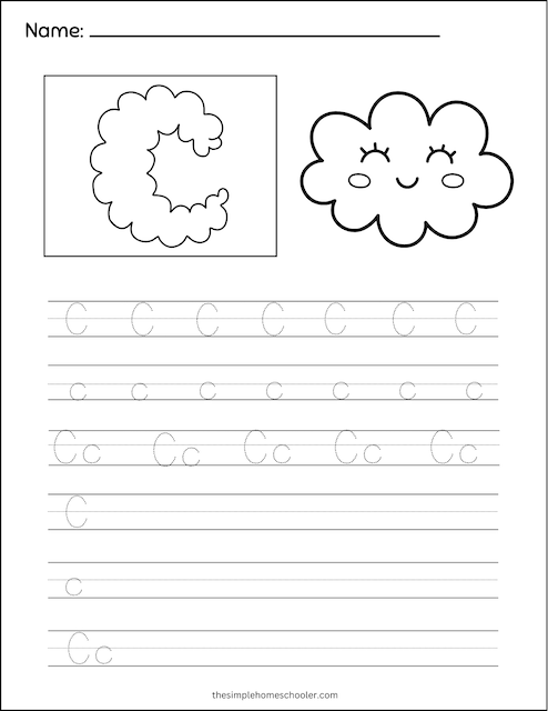 10 Tracing Letter C Worksheets: Easy Print & Free! - The Simple ...