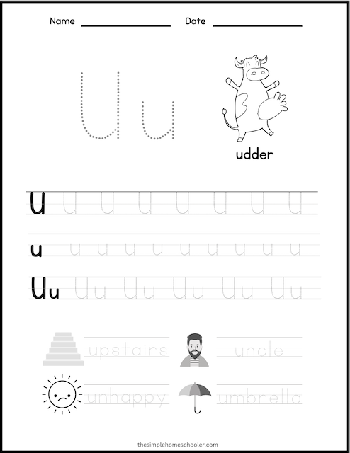 15+ Letter U Worksheets: Free & Easy Print! - The Simple Homeschooler