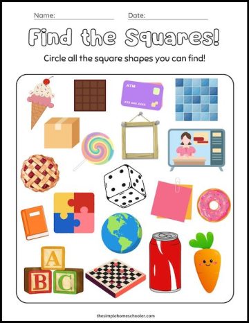 10 Free Square Shape Worksheets For Preschoolers: Easy Print! - The Simple Homeschooler
