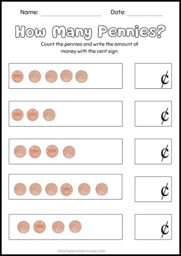 Super Fun Counting Pennies Worksheets: Free and Printable! - The Simple ...