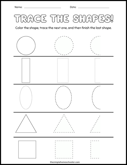 18 Free Tracing Shapes Worksheets For Preschoolers - The Simple ...