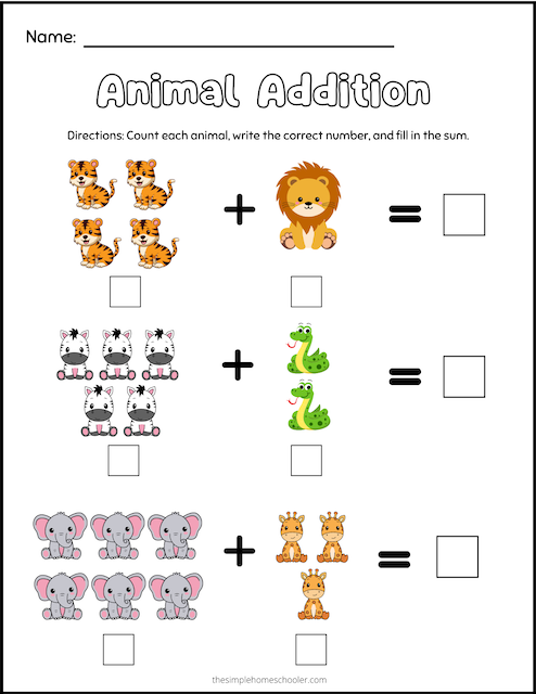 Free & Fun Addition Worksheets for Kindergarteners! - The Simple ...