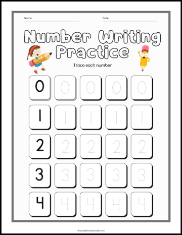 15+ Free Number Writing Worksheets For Kindergarten - The Simple ...