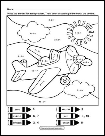10 Free Mixed Addition and Subtraction Color By Number Worksheets - The ...