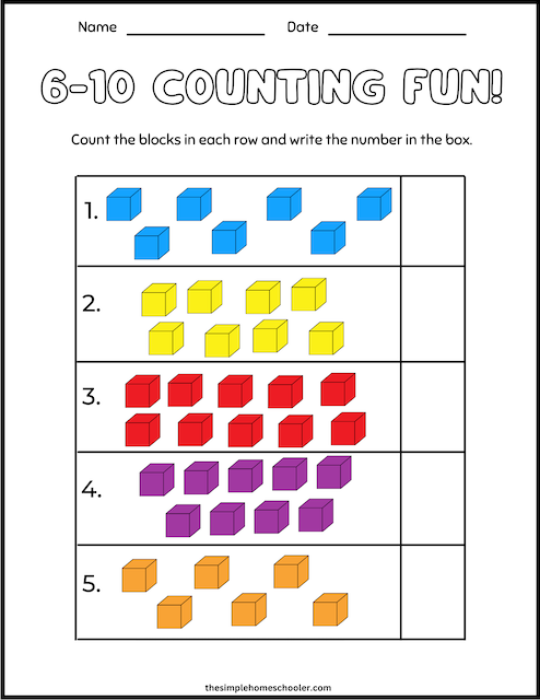 13 Cute Counting Objects Worksheets 1-10: Easy Print - The Simple ...