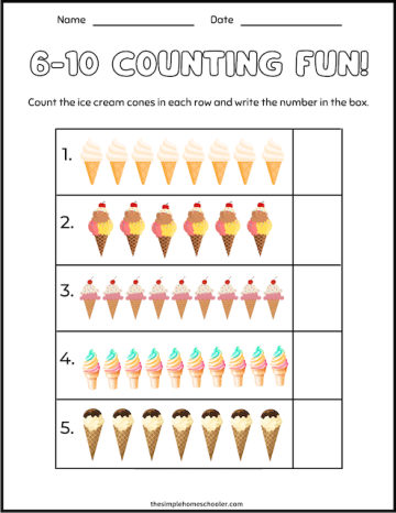 13 Cute Counting Objects Worksheets 1-10: Easy Print - The Simple ...