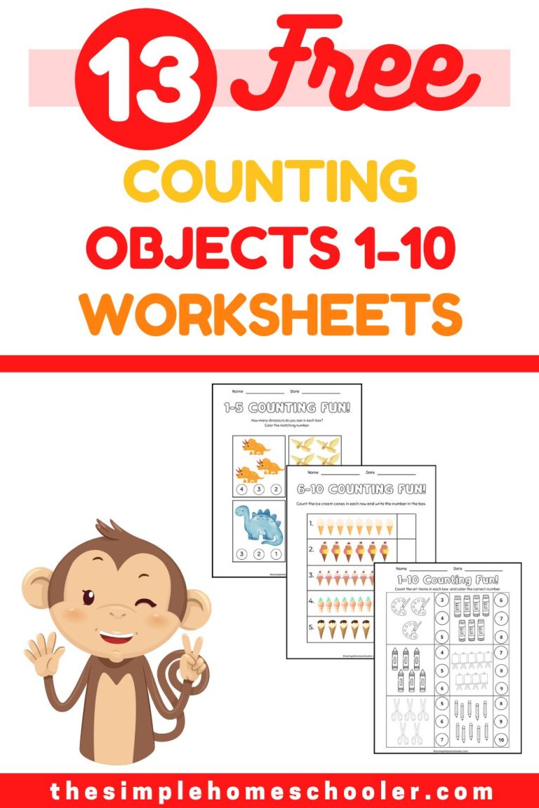 13 Cute Counting Objects Worksheets 1-10: Easy Print - The Simple ...
