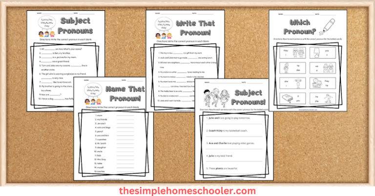 Free and Fun Subject Pronouns Worksheets! - The Simple Homeschooler