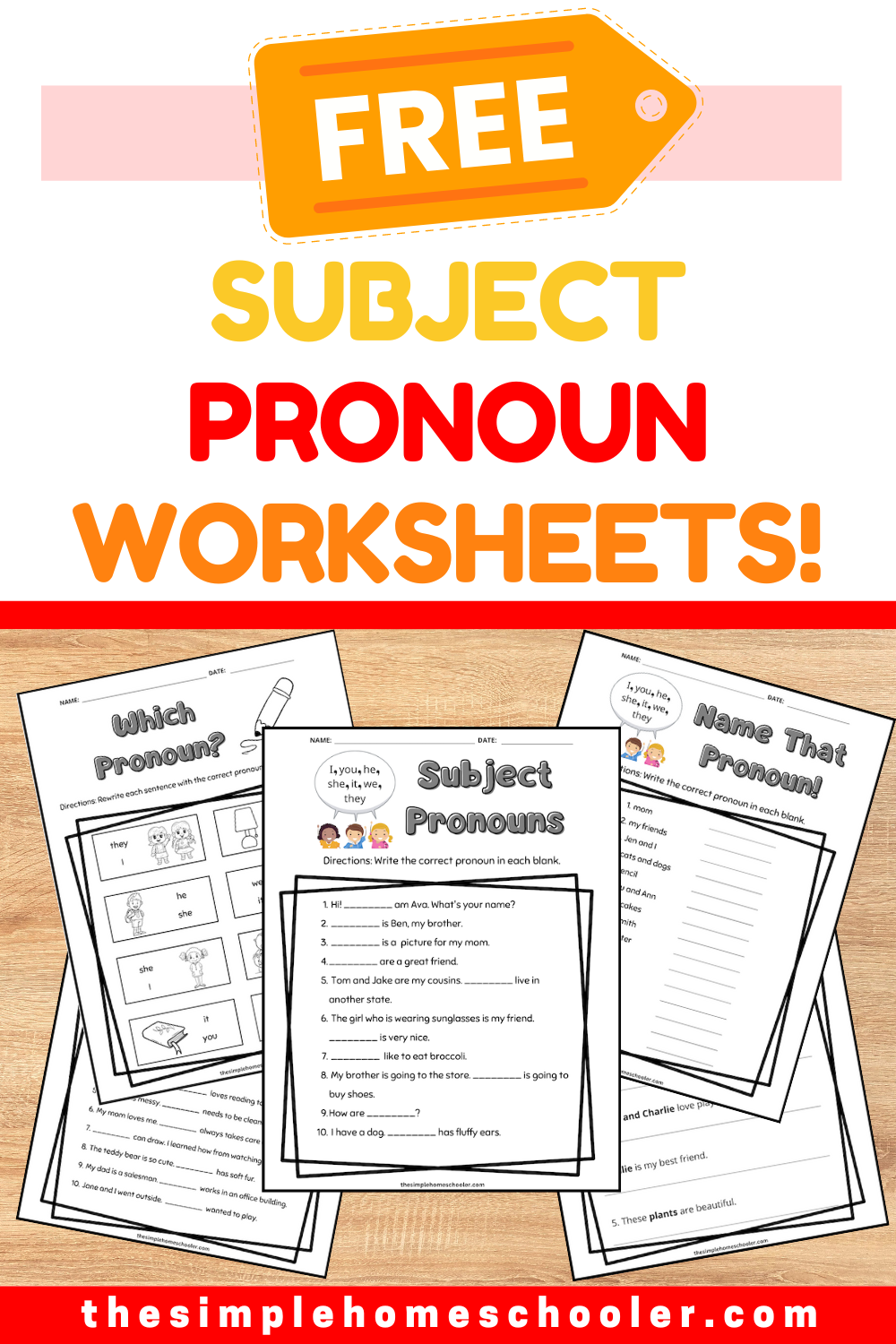 Worksheet Subjective Pronouns