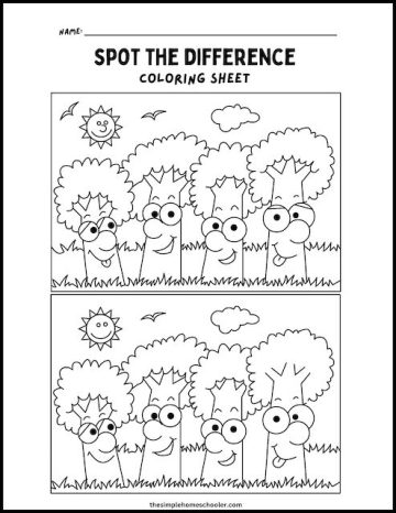 10 Free Spot The Difference Coloring Pages: Easy Print! - The Simple ...