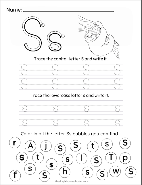 Super Letter S Tracing Worksheets!: Free & Easy Print - The Simple ...