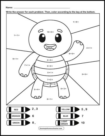 10 Bright Addition Color by Number Worksheets: Easy Print! - The Simple ...