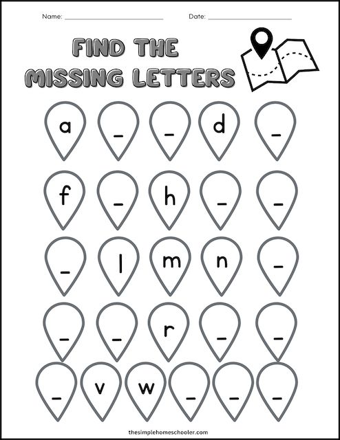 7 Fun & Free Missing Letter Worksheets! - The Simple Homeschooler