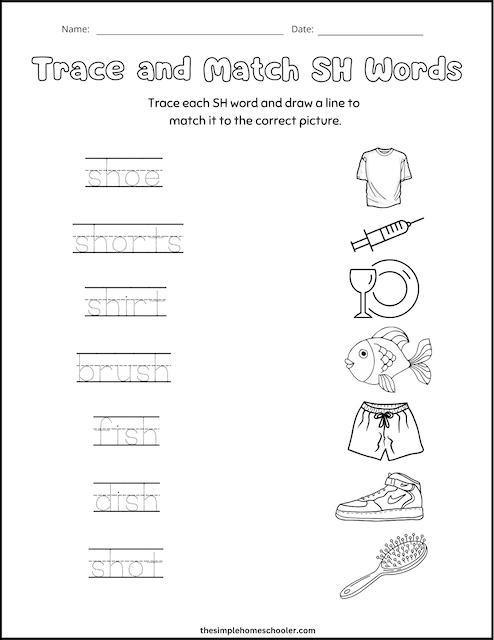 Sh Digraph Worksheet For First Grade And Second Grade Students Match