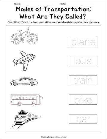 Free Transportation Worksheets That Will Take You Away! - The Simple ...