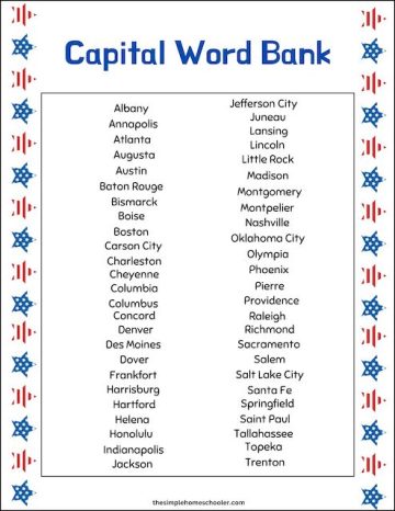 Free States & Capitals Worksheet Packet: Easy Print! - The Simple ...