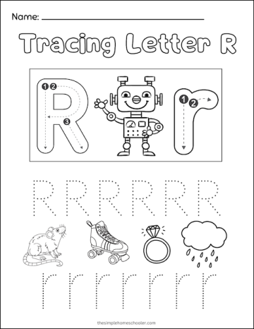 10 Free Letter R Tracing Worksheets: Easy Print! - The Simple Homeschooler