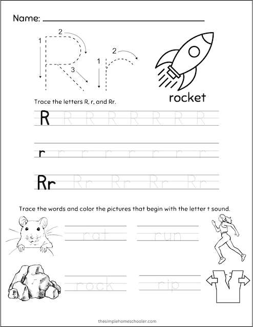 10 Free Letter R Tracing Worksheets: Easy Print! - The Simple Homeschooler
