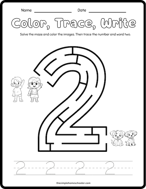 Best Number 2 Writing Worksheet Packet: Free & Easy Print! - The Simple ...