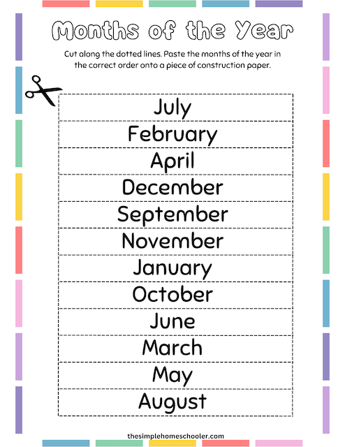 Free Printable Months of the Year Worksheet Packet! - The Simple ...