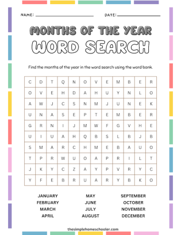 Free Printable Months of the Year Worksheet Packet! - The Simple ...