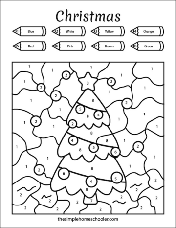 Free Printable Christmas Color by Number Worksheets! - The Simple ...