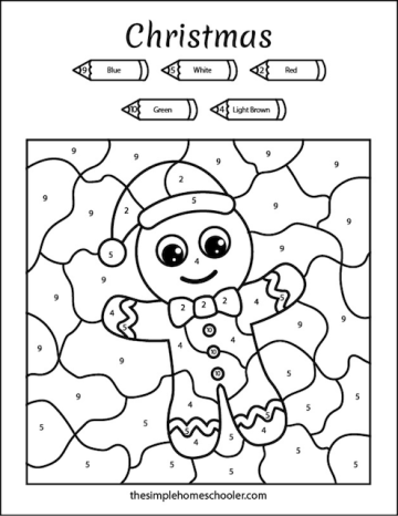 Free Printable Christmas Color by Number Worksheets! - The Simple ...