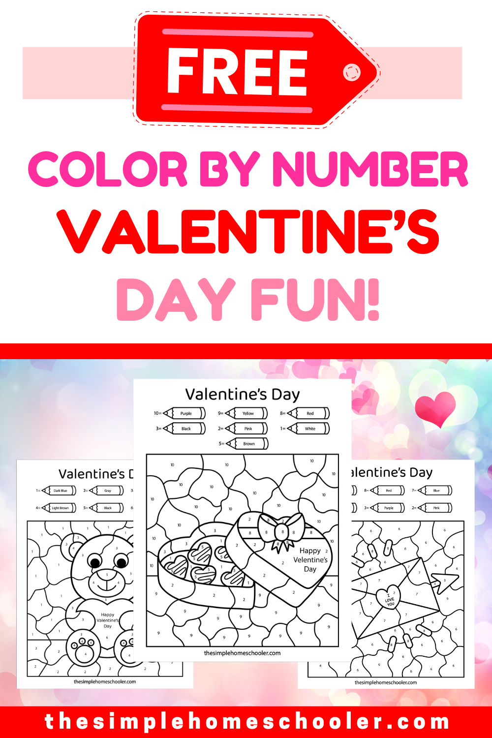 Free Color By Number Valentine's Day Printables! - The Simple Homeschooler