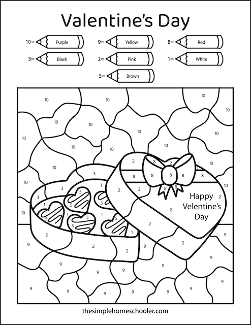 Free Color By Number Valentine's Day Printables! - The Simple Homeschooler